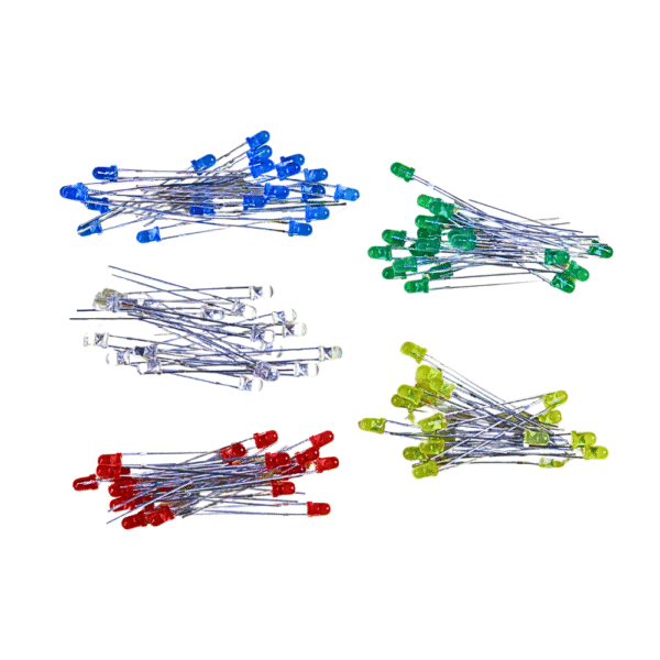 5 Colour 3mm LED Round Shape Pack – 20pcs Each (100pcs Total) - Dip ...